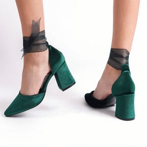 Green Velvet Heels, Green Velvet Shoes, Green High Heels, Green Bridal ...