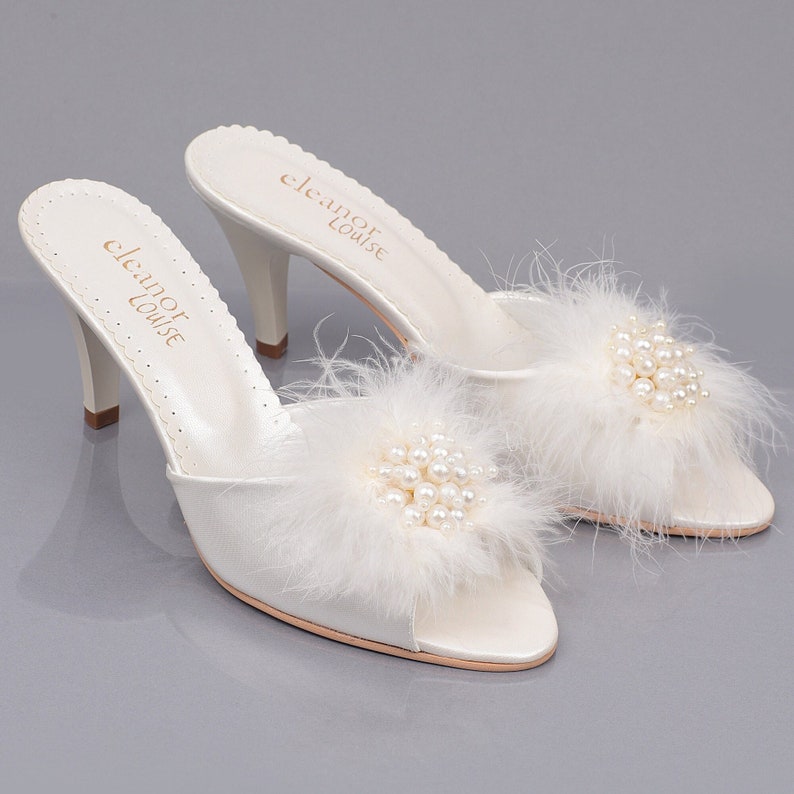 Feather Slippers, Bridal Slippers, Feather Heels, Marabou Slippers ...