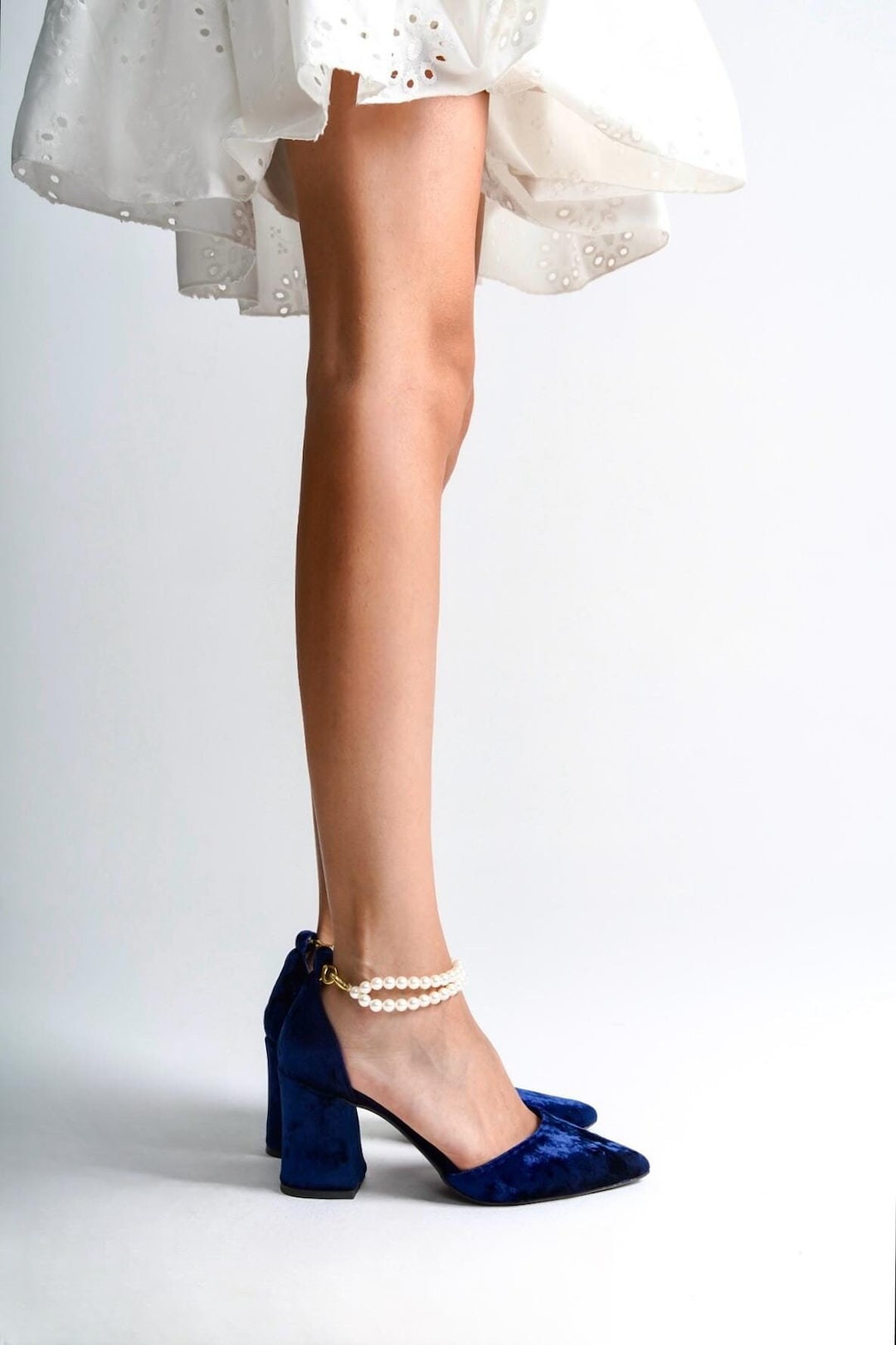 Blue Velvet Heels, Blue Velvet Shoes, Blue High Heels, Navy Blue Heels ...