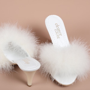 Feather Slippers, Bridal Slippers, Feather Heels, Marabou Slippers ...