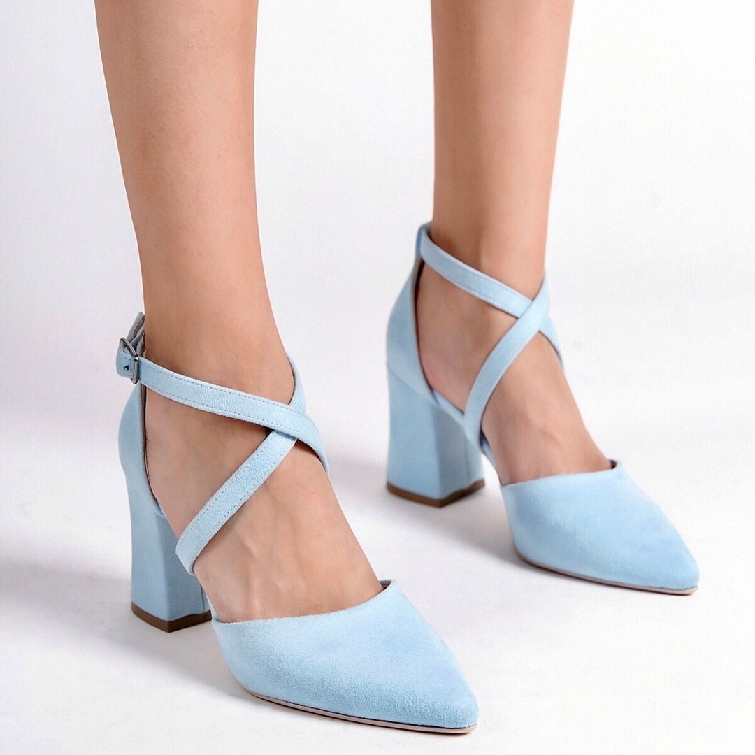 Blue Suede Shoes Blue Wedding Shoes Blue High Heels Baby - Etsy