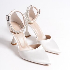 Satin White Wedding Shoes, White High Heels, Bridal Shoes, Wedding ...