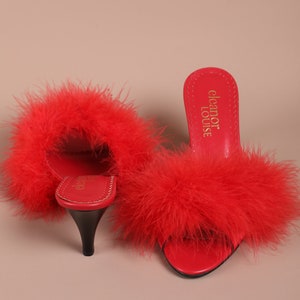 Feather Slippers, Bridal Slippers, Feather Heels, Marabou Slippers ...