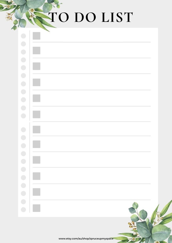 A4 Printable To-do List Digital Download Botanical - Etsy