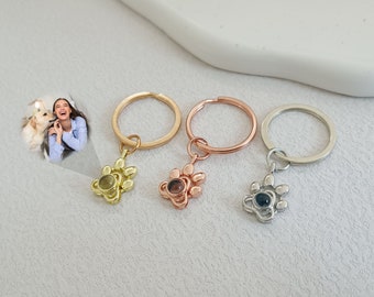 Personalized Paw Print Projection Photo Keychain, Dog Picture Necklace ...