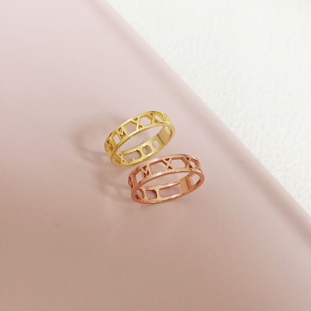Personalized Roman Numerals Ring, Engraved Roman Numeral Jewelry ...