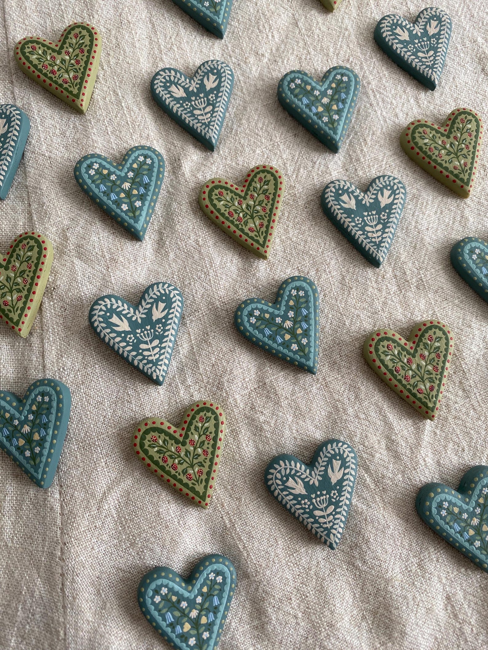 Hand Painted Heart Pins - Etsy