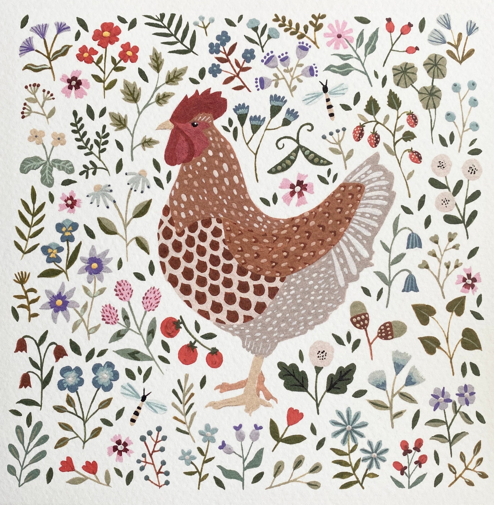 Spring Chicken Card Illustrated Card Blank Inside Chicken Lover Gift ...