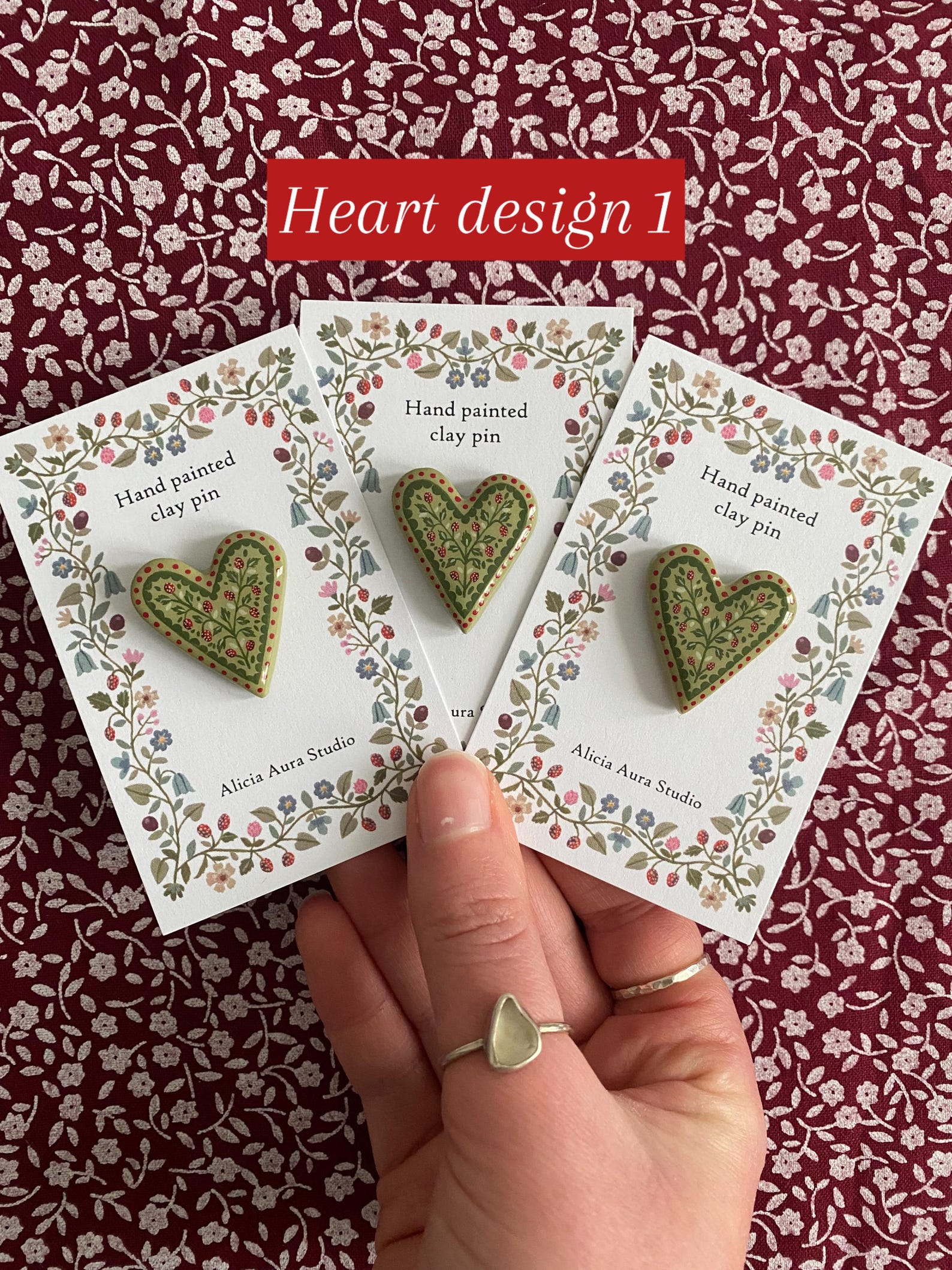 Hand Painted Heart Pins - Etsy