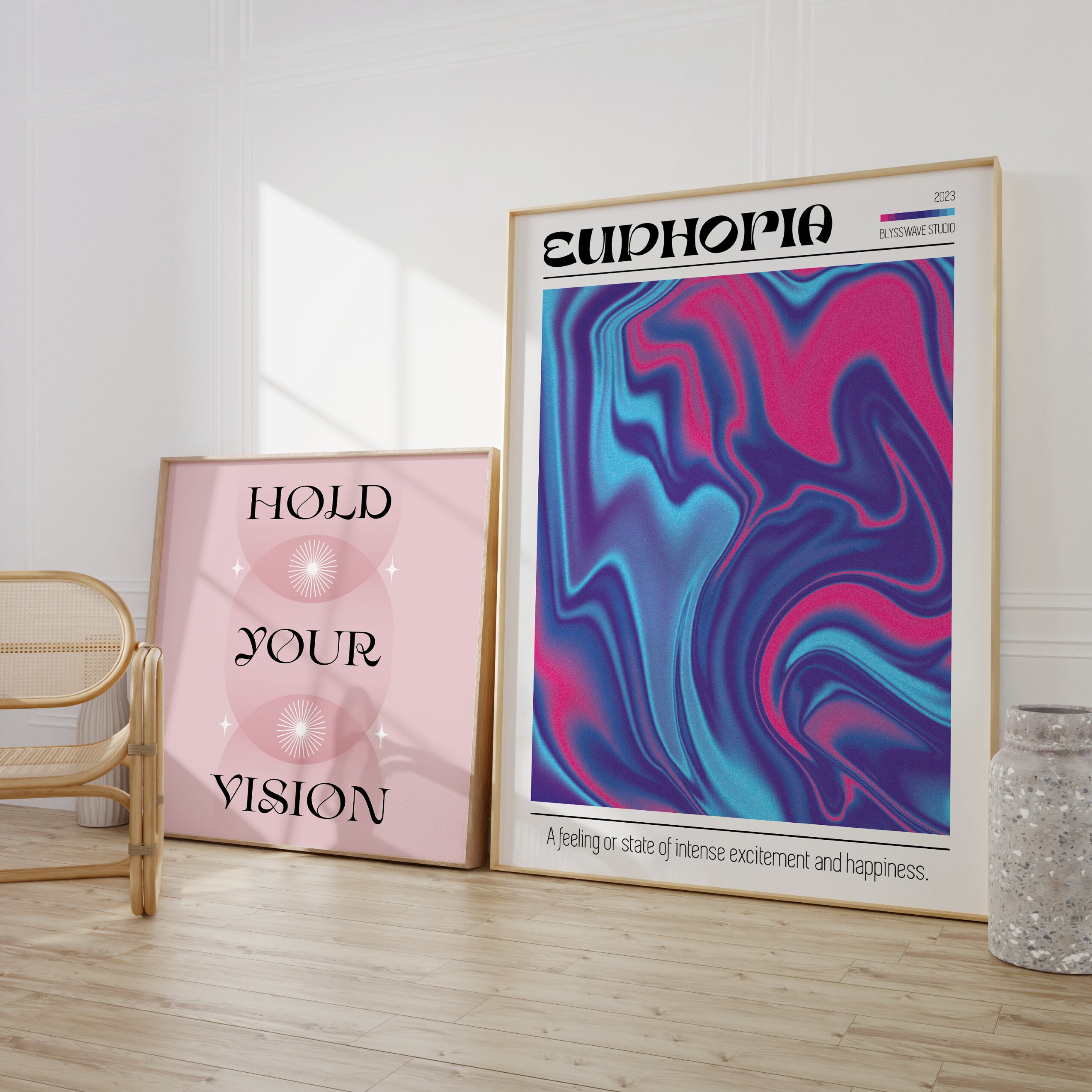 Euphoria Y2K Aesthetic Poster Blue 70s Psychedelic Fluid Art for Preppy ...