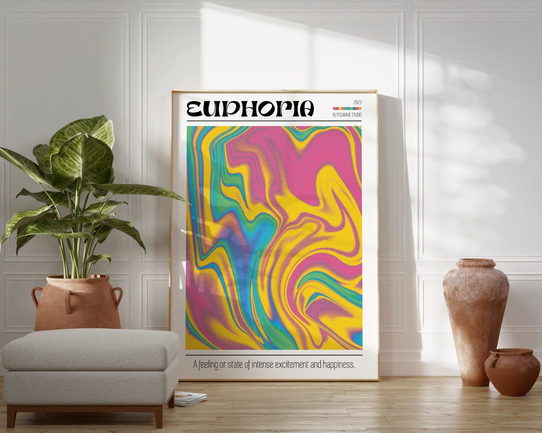 Euphoria Poster 70s Retro Aesthetic Trippy Psychedelic Positive Aura ...