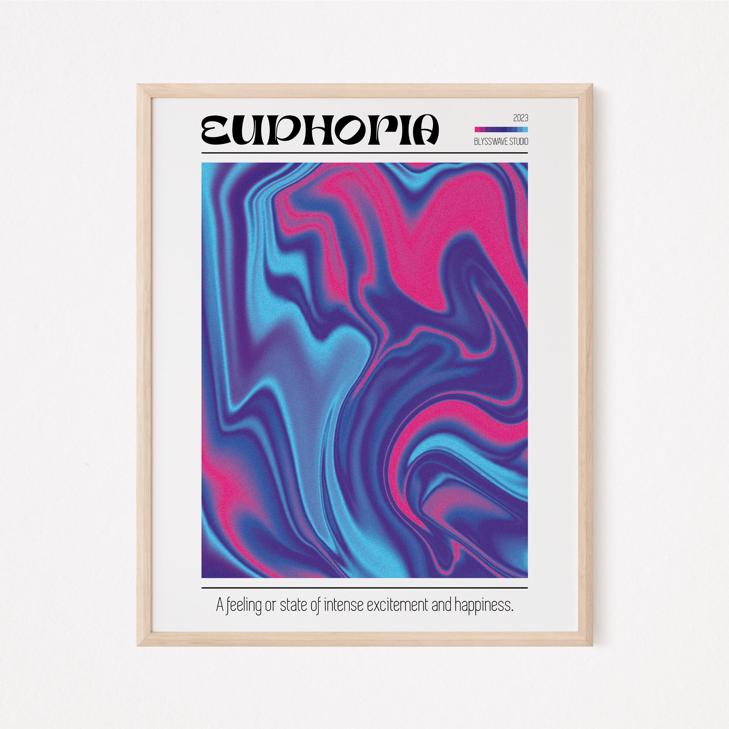 Euphoria Y2K Aesthetic Poster Blue 70s Psychedelic Fluid Art for Preppy ...