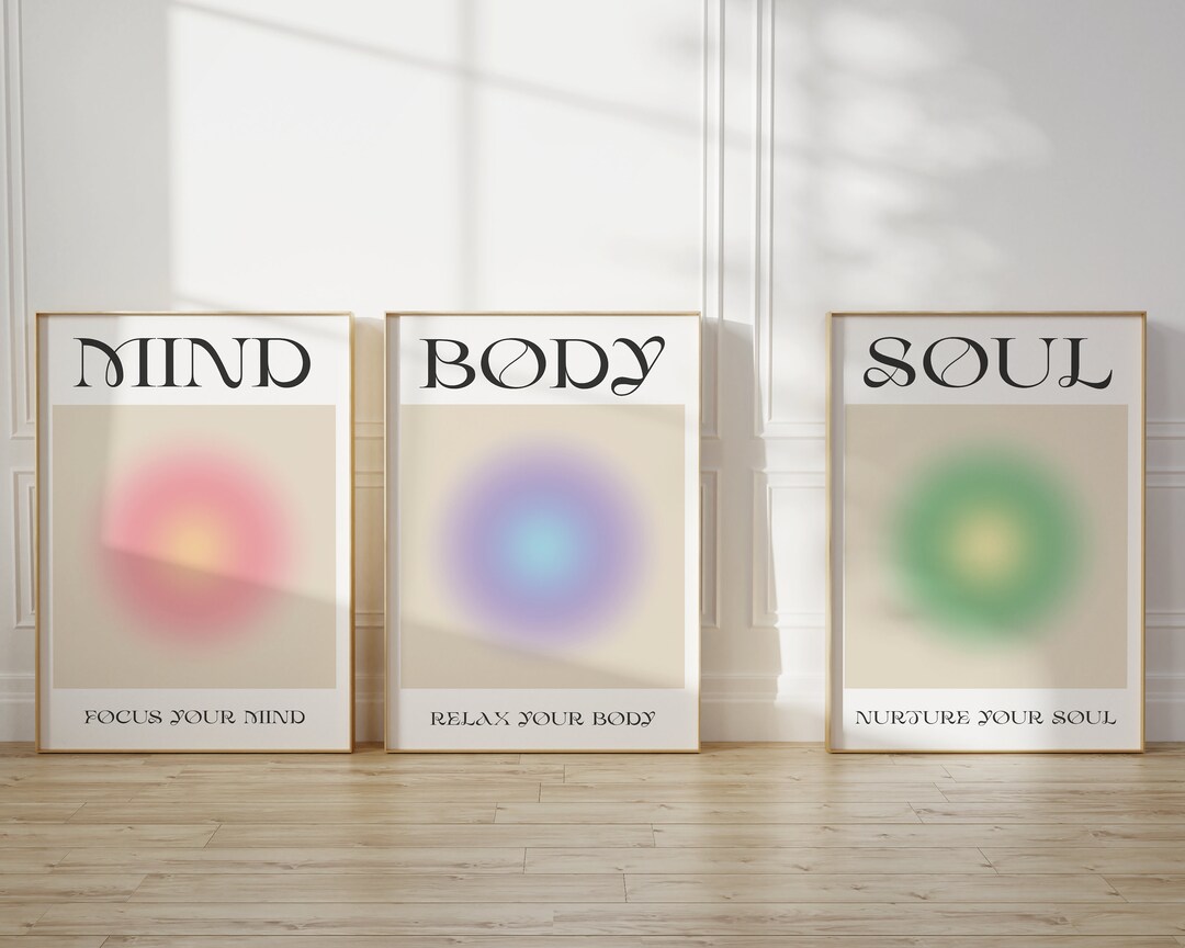 Mind Body Soul Aura Poster Triptych Wall Art Set of Three Prints ...
