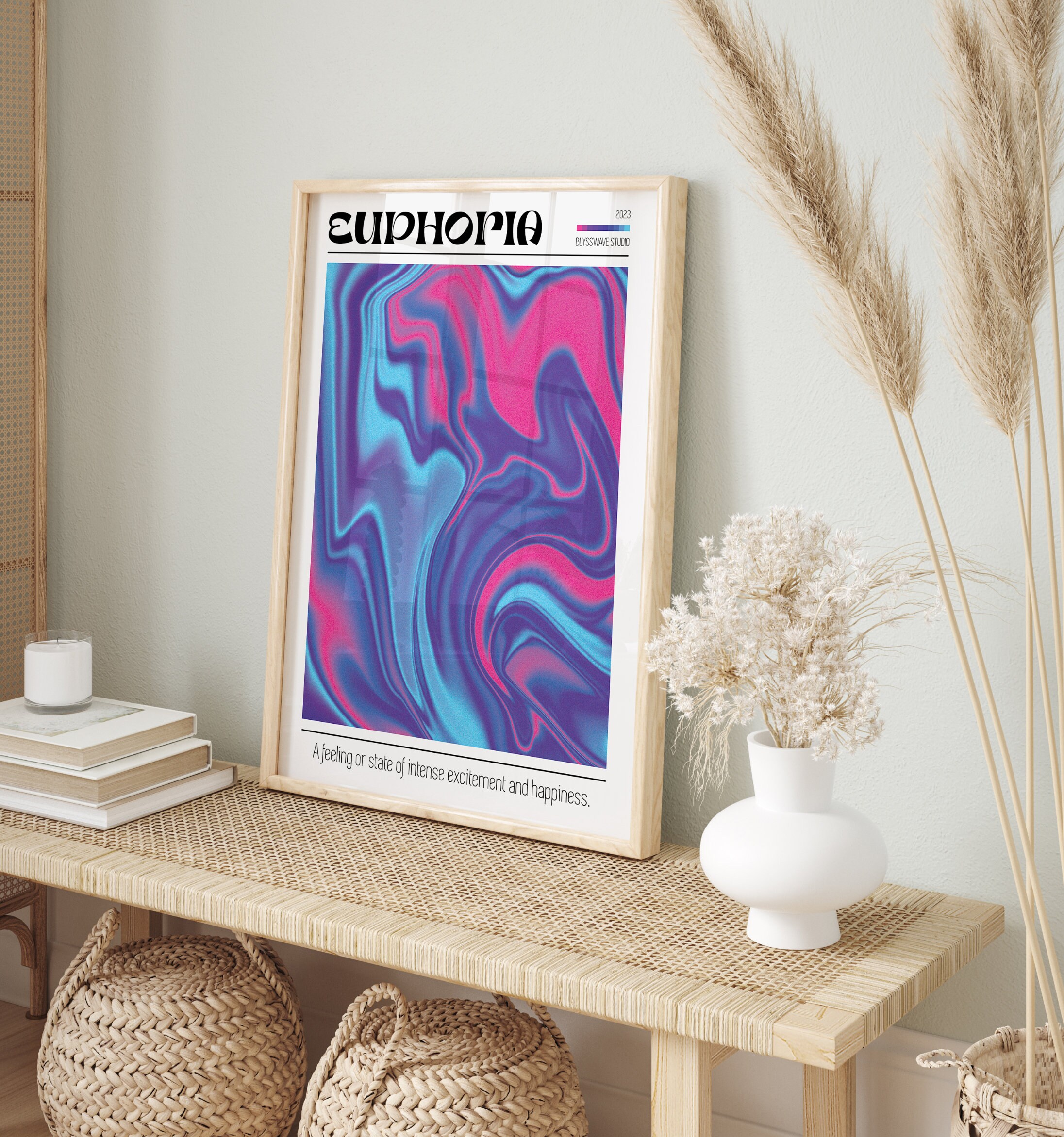 Euphoria Y2K Aesthetic Poster Blue 70s Psychedelic Fluid Art for Preppy ...