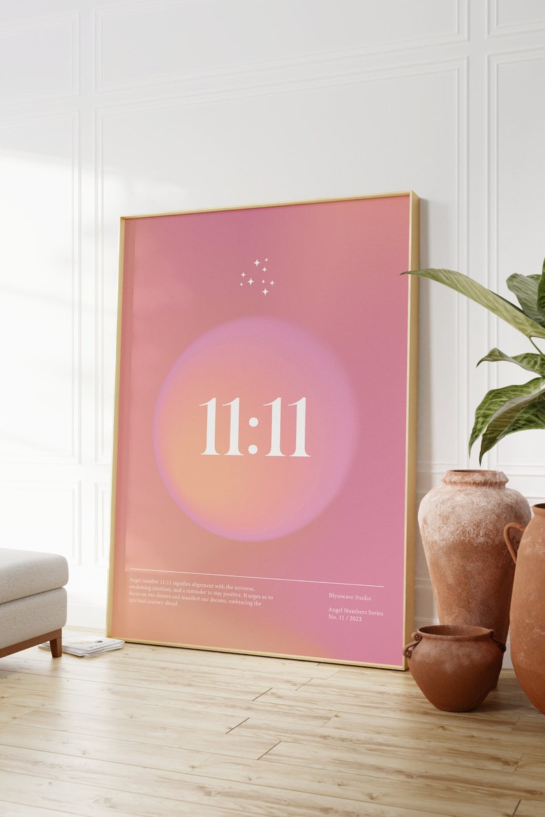 Angel Number 11:11 Y2K Aesthetic Aura Poster Trendy Pink Indie Room ...