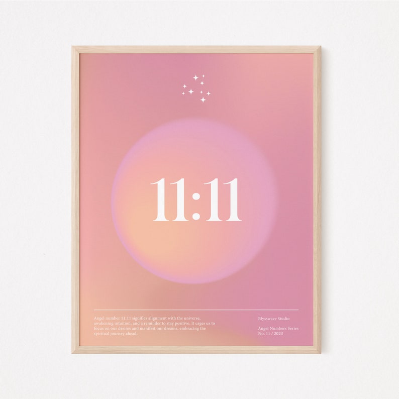 Angel Number 11:11 Y2K Aesthetic Aura Poster Trendy Pink Indie Room ...