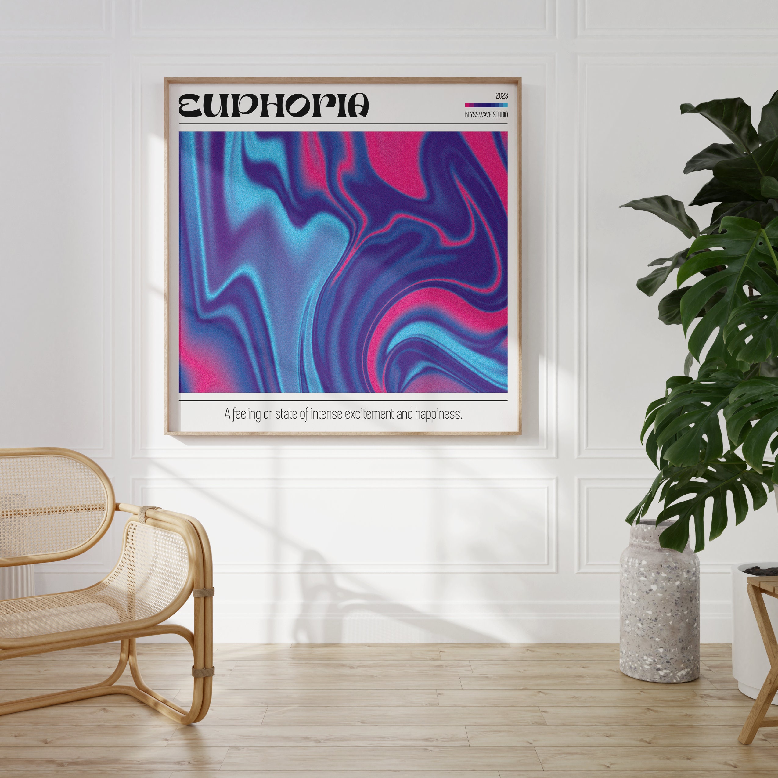 Euphoria Y2K Aesthetic Poster Blue 70s Psychedelic Fluid Art for Preppy ...