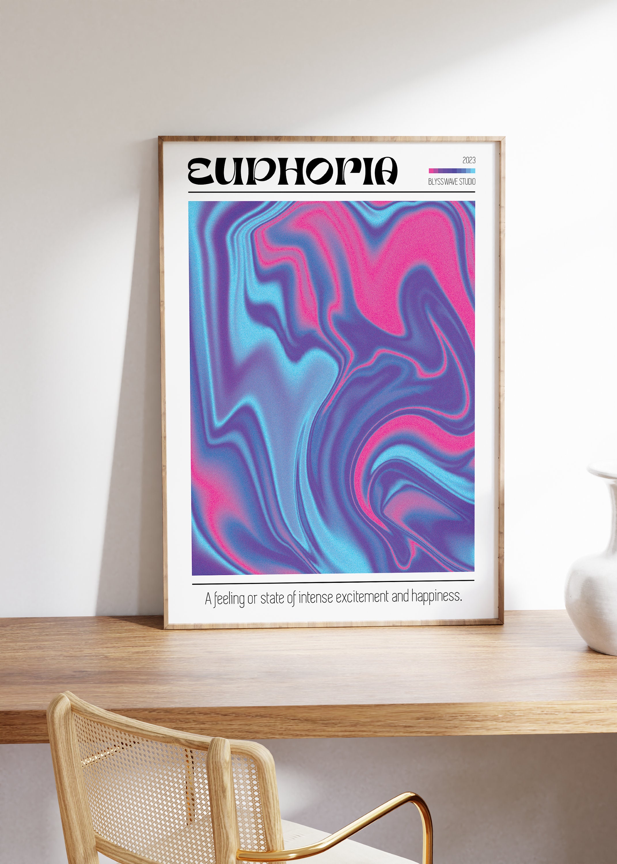 Euphoria Y2K Aesthetic Poster Blue 70s Psychedelic Fluid Art for Preppy ...