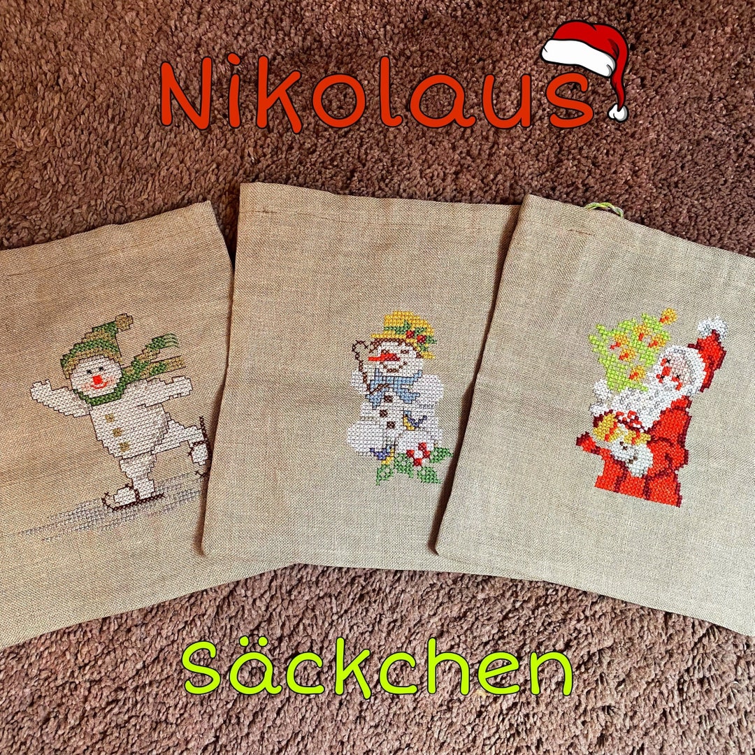 Santa Claus Bag Christmas Motifs Handmade Embroidered - Etsy