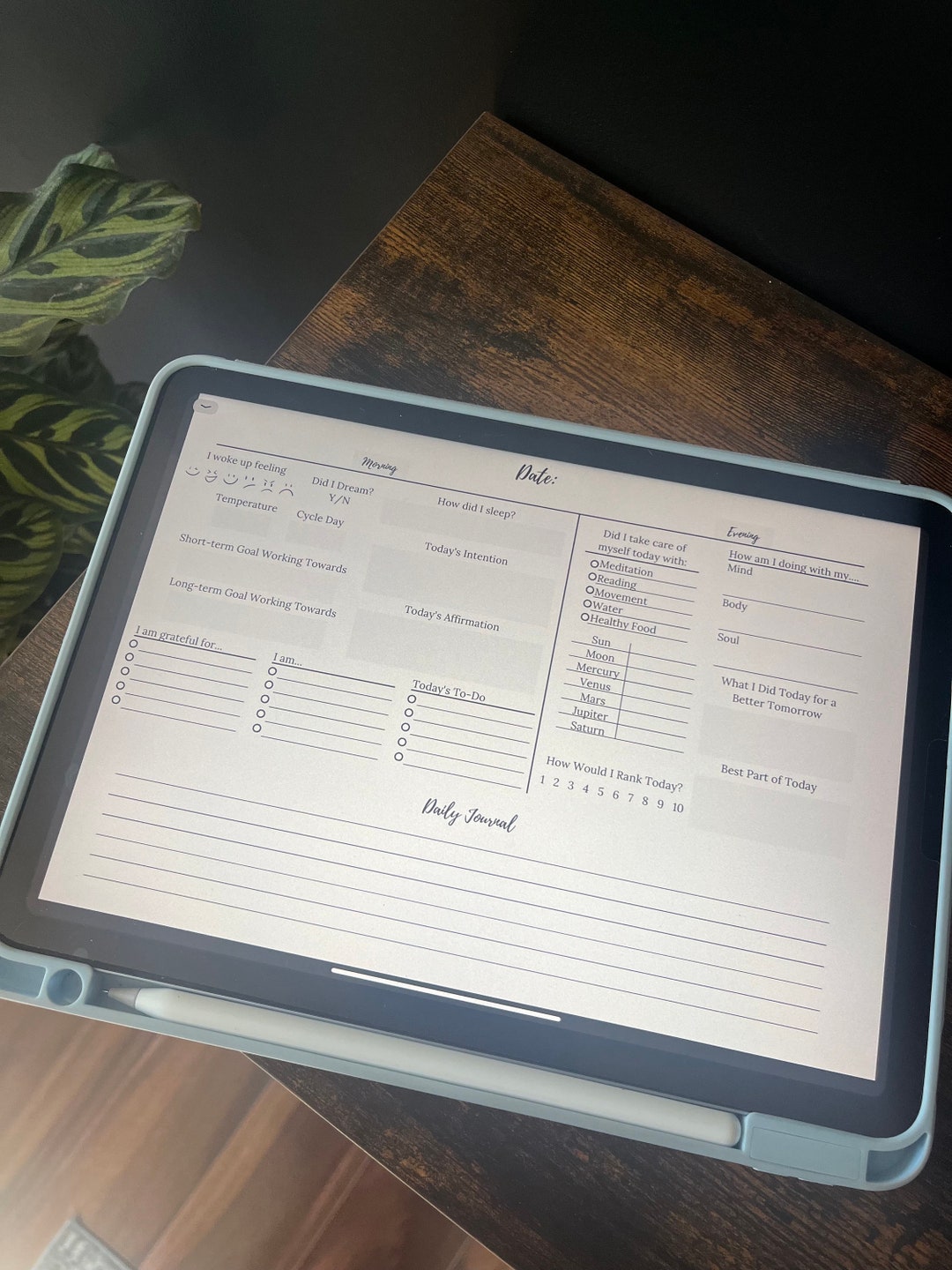 One-page Daily Journal: Gratitude, Affirmations, To-do List (digital ...