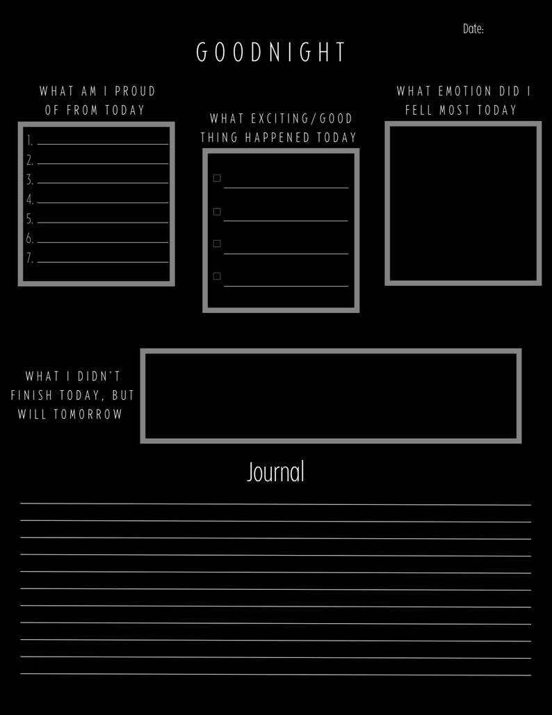 Night Routine Journal Dark Mode - Etsy