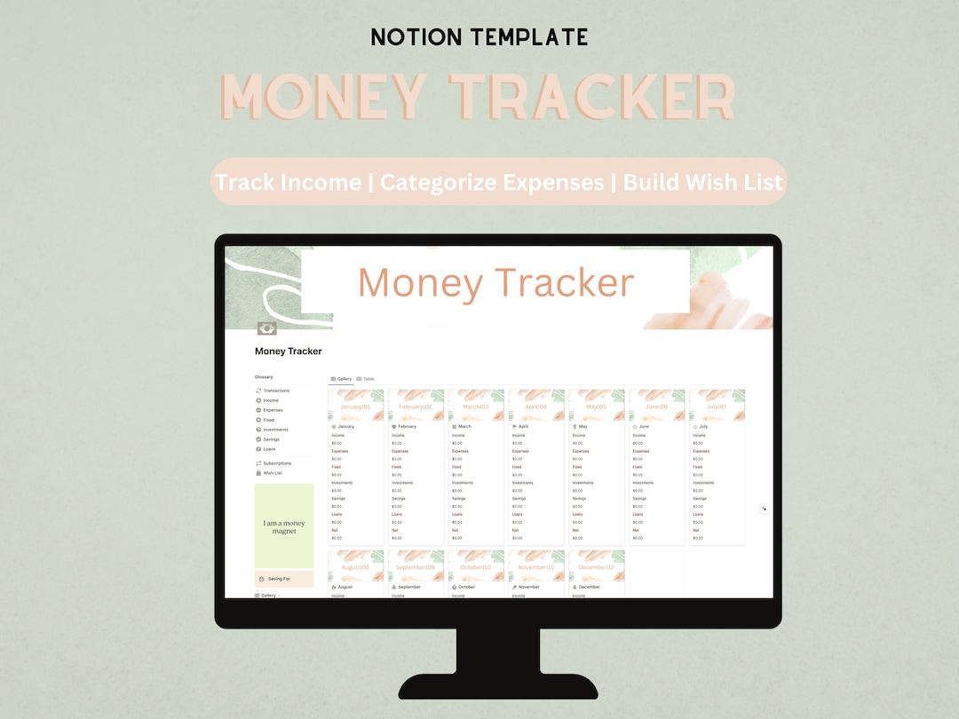 Money Tracker | Notion Template - Etsy