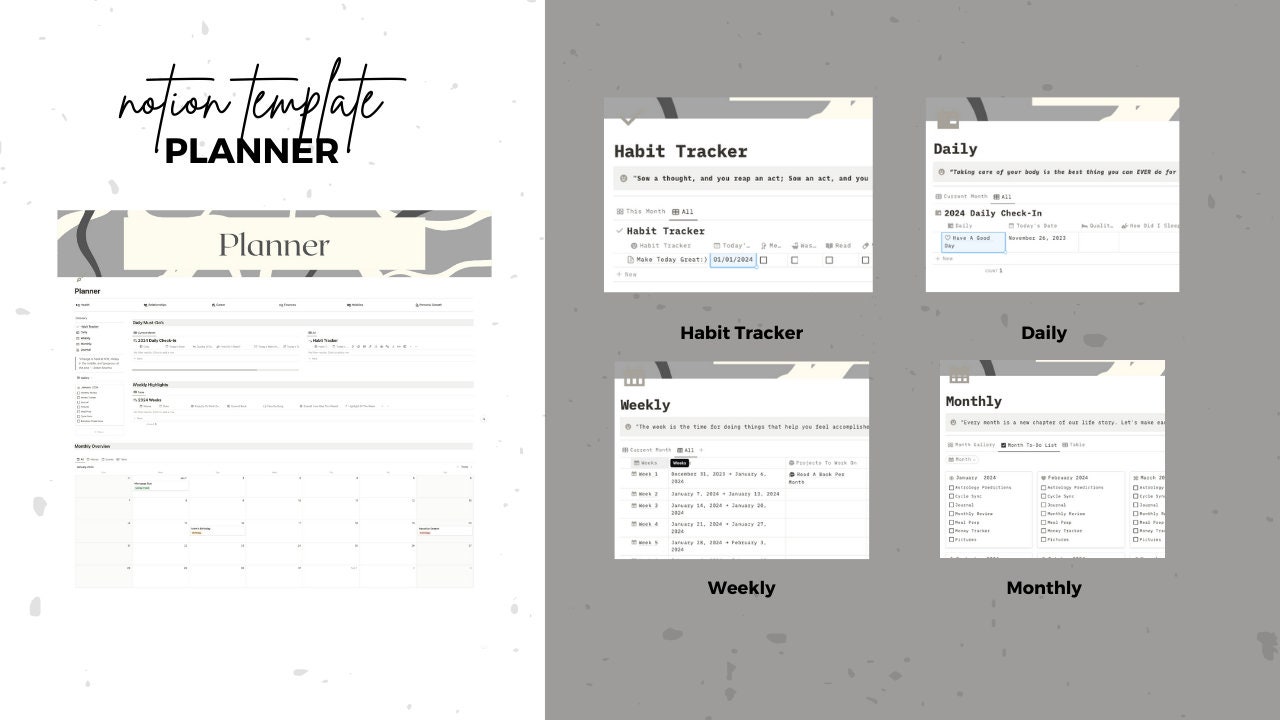 2024 Digital Planner | Notion Template | Goal Tracker - Etsy