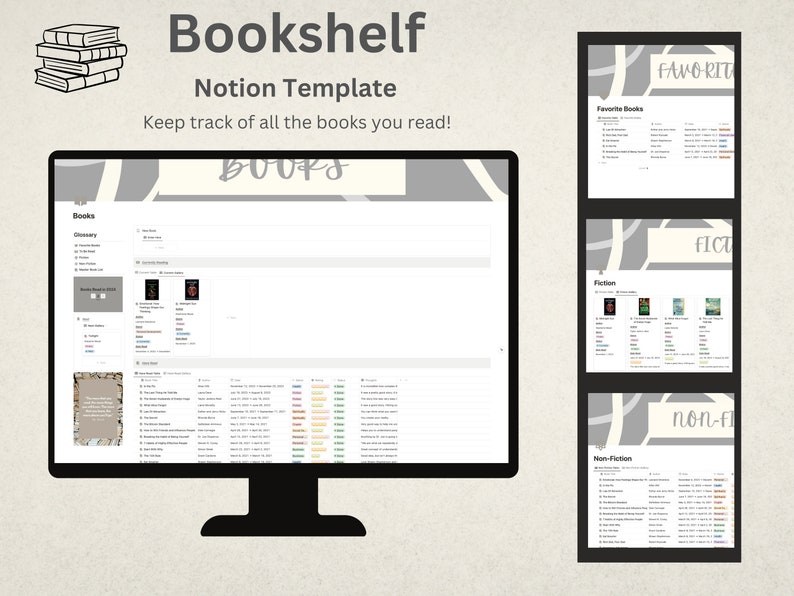 Notion Bookshelf Template - Etsy