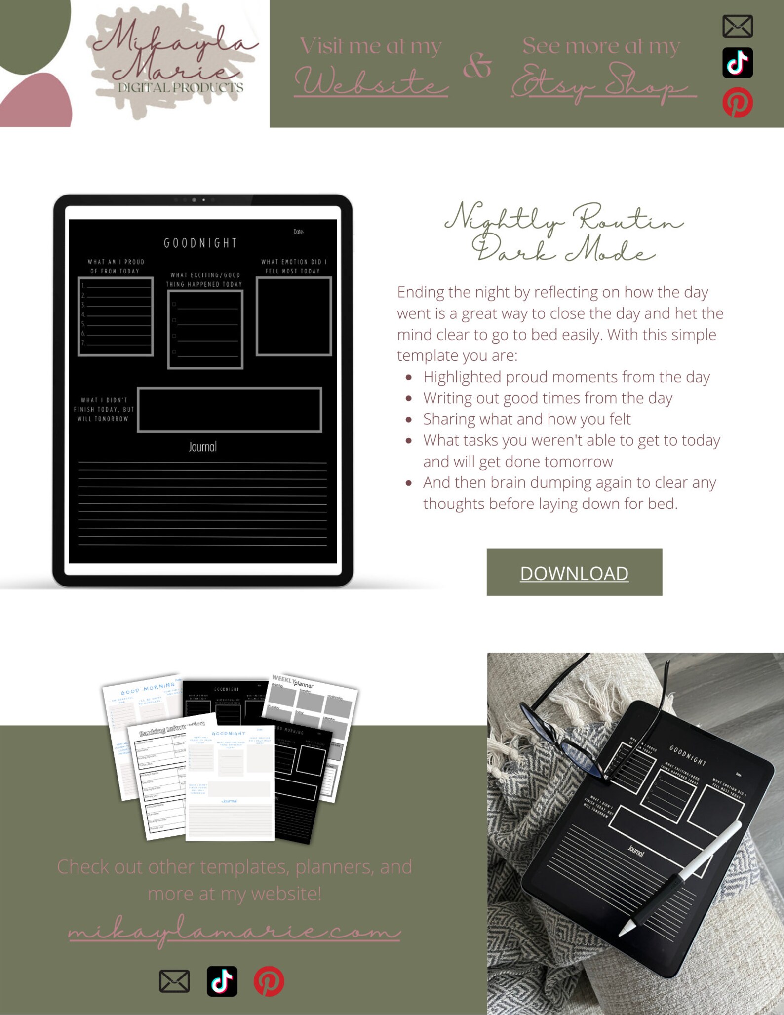 Night Routine Journal Dark Mode - Etsy
