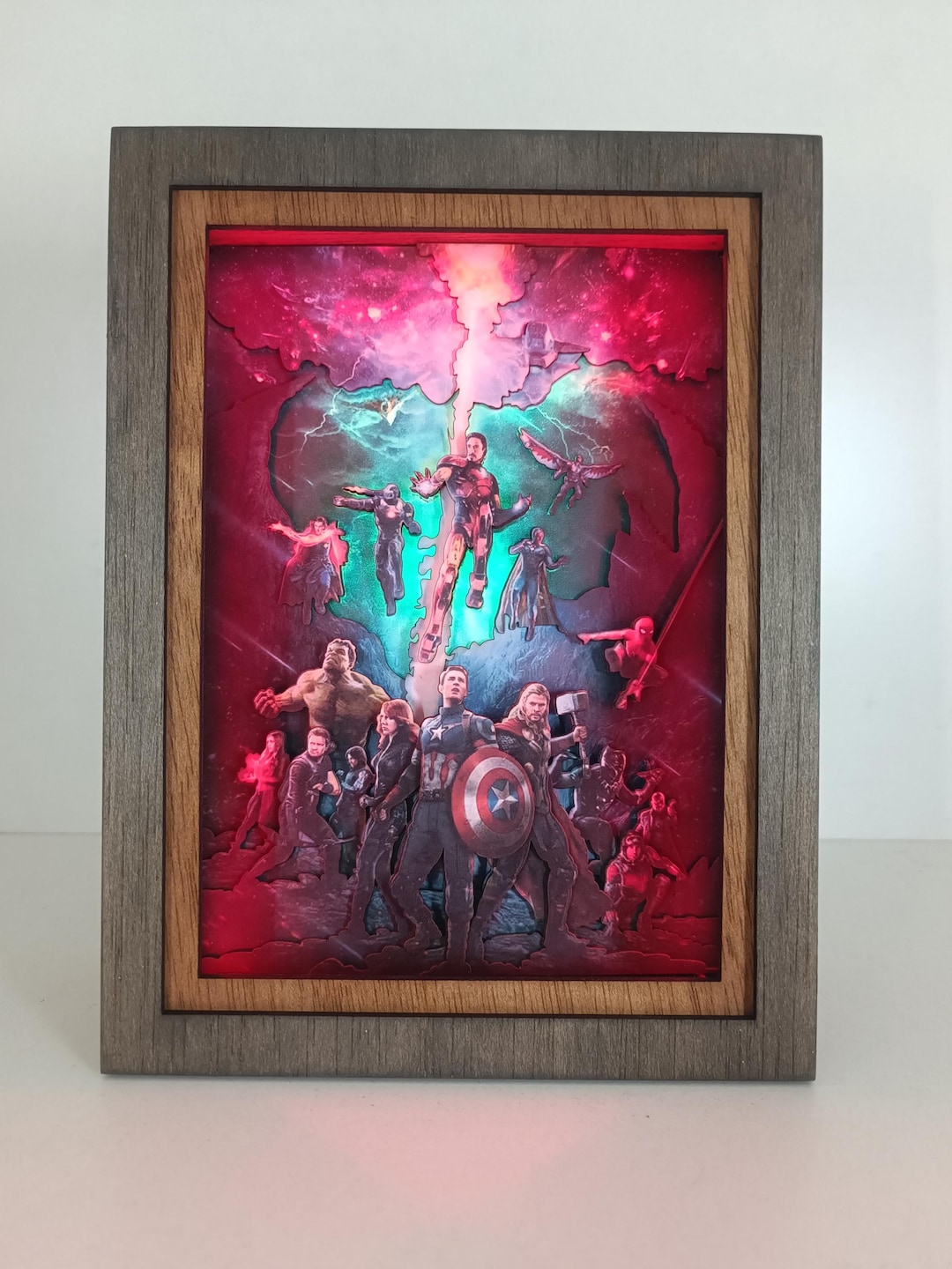 Superhero Night Light Set - Avengers Shadow Box, Thor Captain Lightbox ...