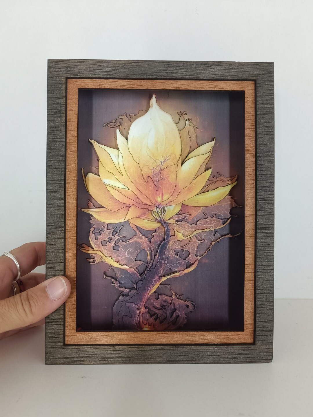 Night Light Shadow Box - Lotus Flower and Buddha Design - Ideal Gift ...