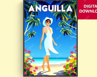 Turks and Caicos Poster, Caribbean Print, Tropical Travel Print ...