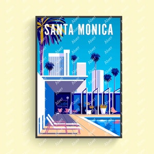 Santa Monica Poster, California Poster, Los Angeles Travel Print ...