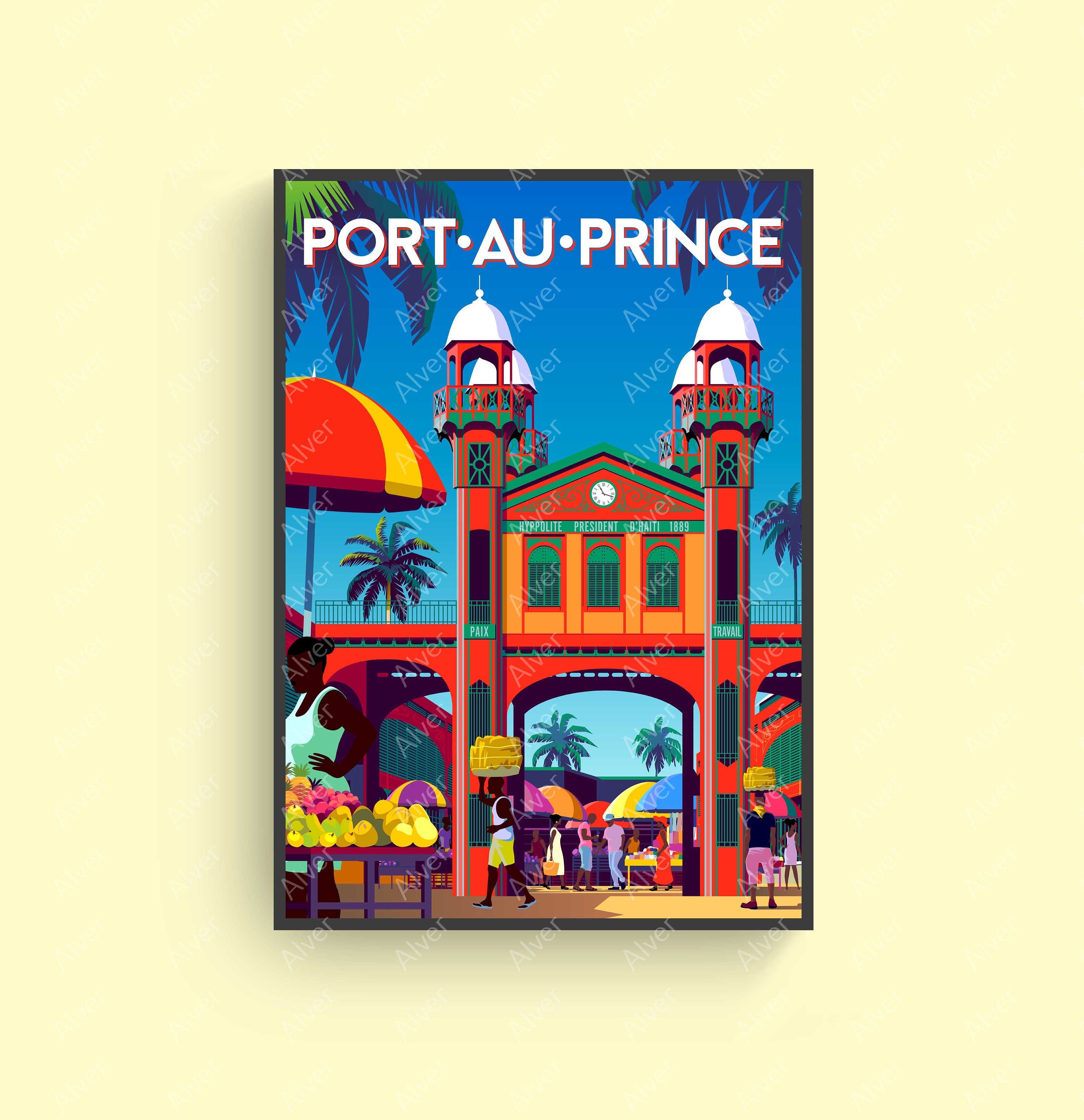 Port Au Prince Poster Haitian Art Print Caribbean Poster - Etsy