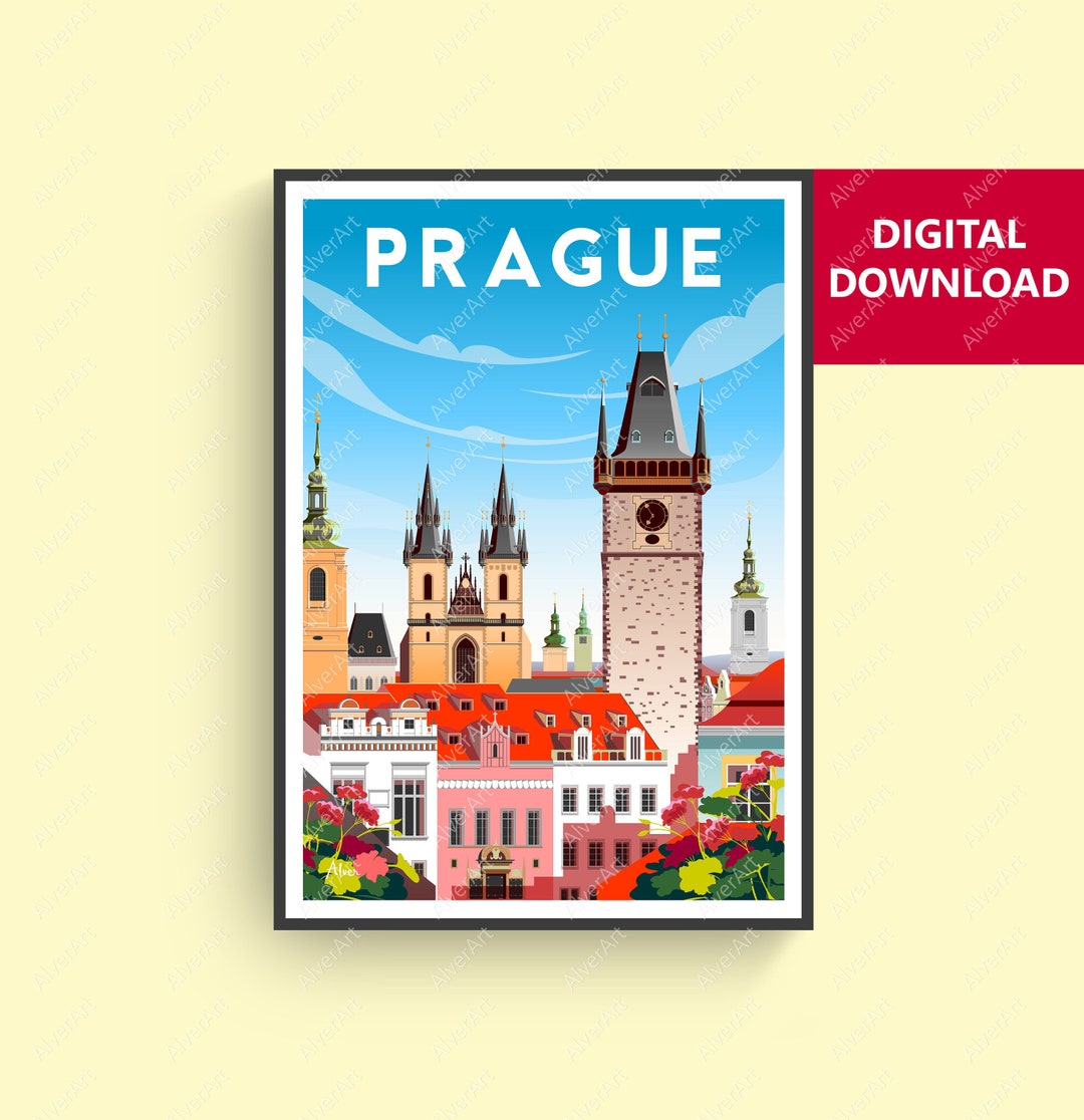 Prague Poster, Czech Poster, Prague Travel Print, Prague Wall Art ...
