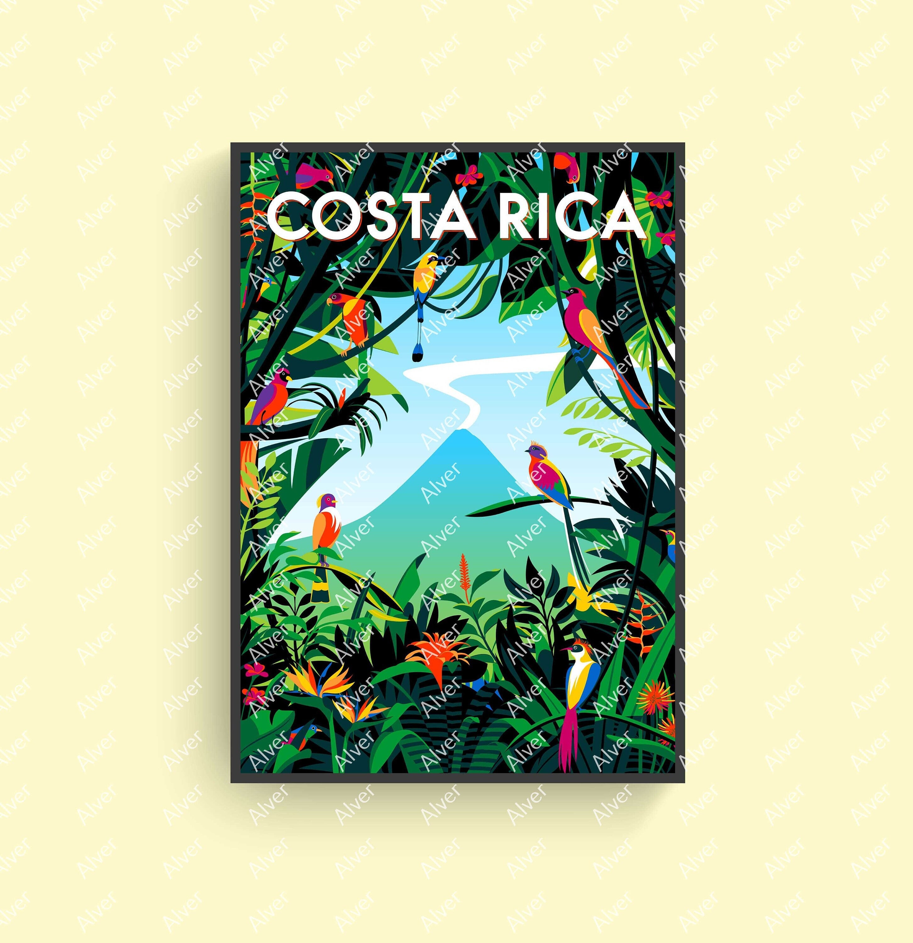 Costa Rica Poster Caribbean Poster Caribbean Travel Print - Etsy