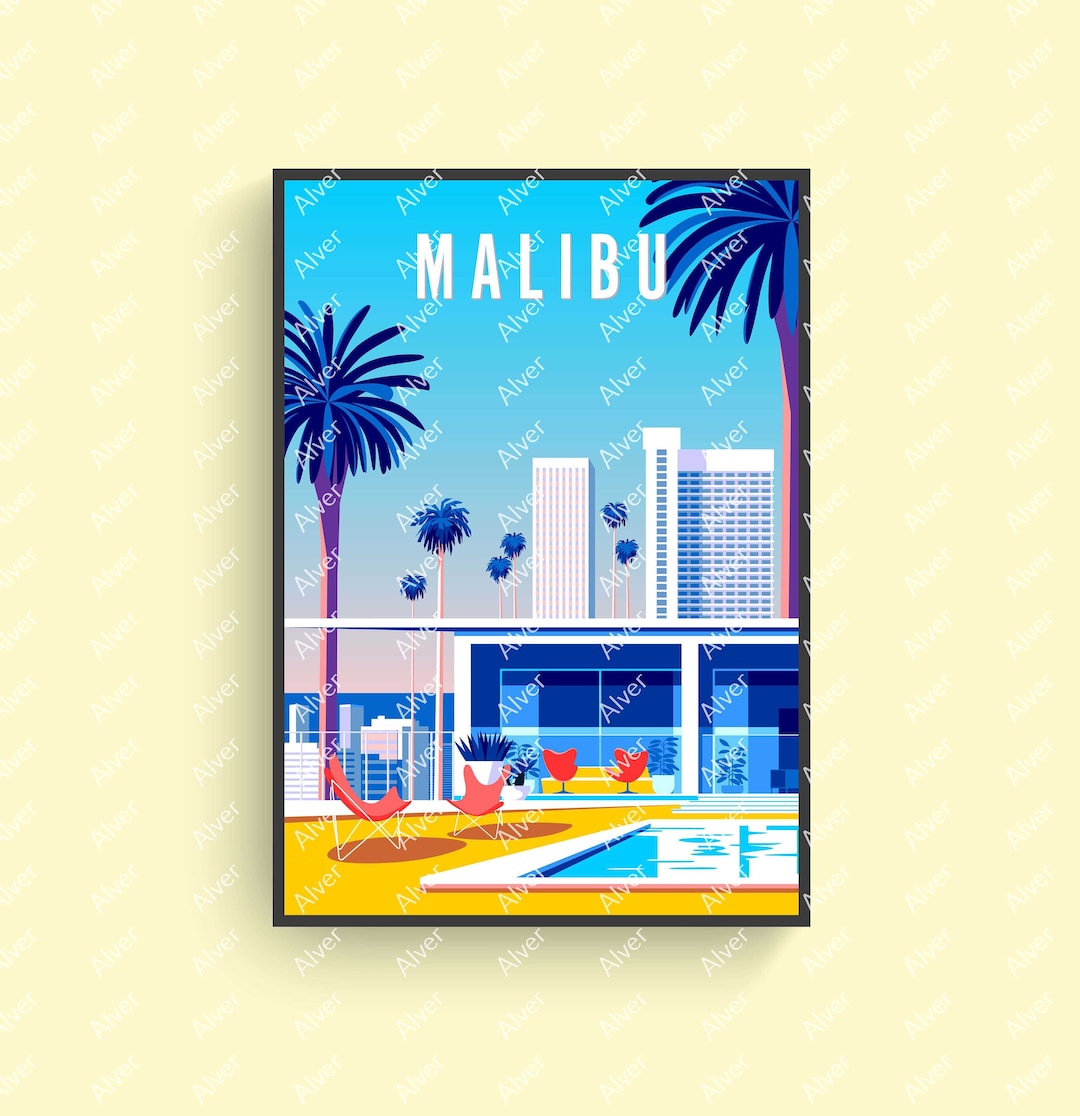 Malibu Poster, California Poster, Malibu Beach Print, Los Angeles ...