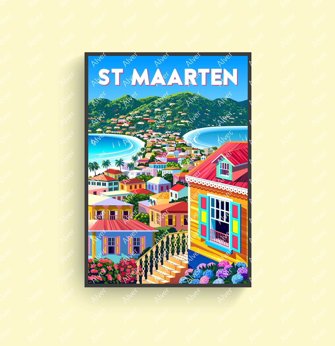 Caribbean Print, St Maarten Poster, Tropical Travel Print, Caribbean ...