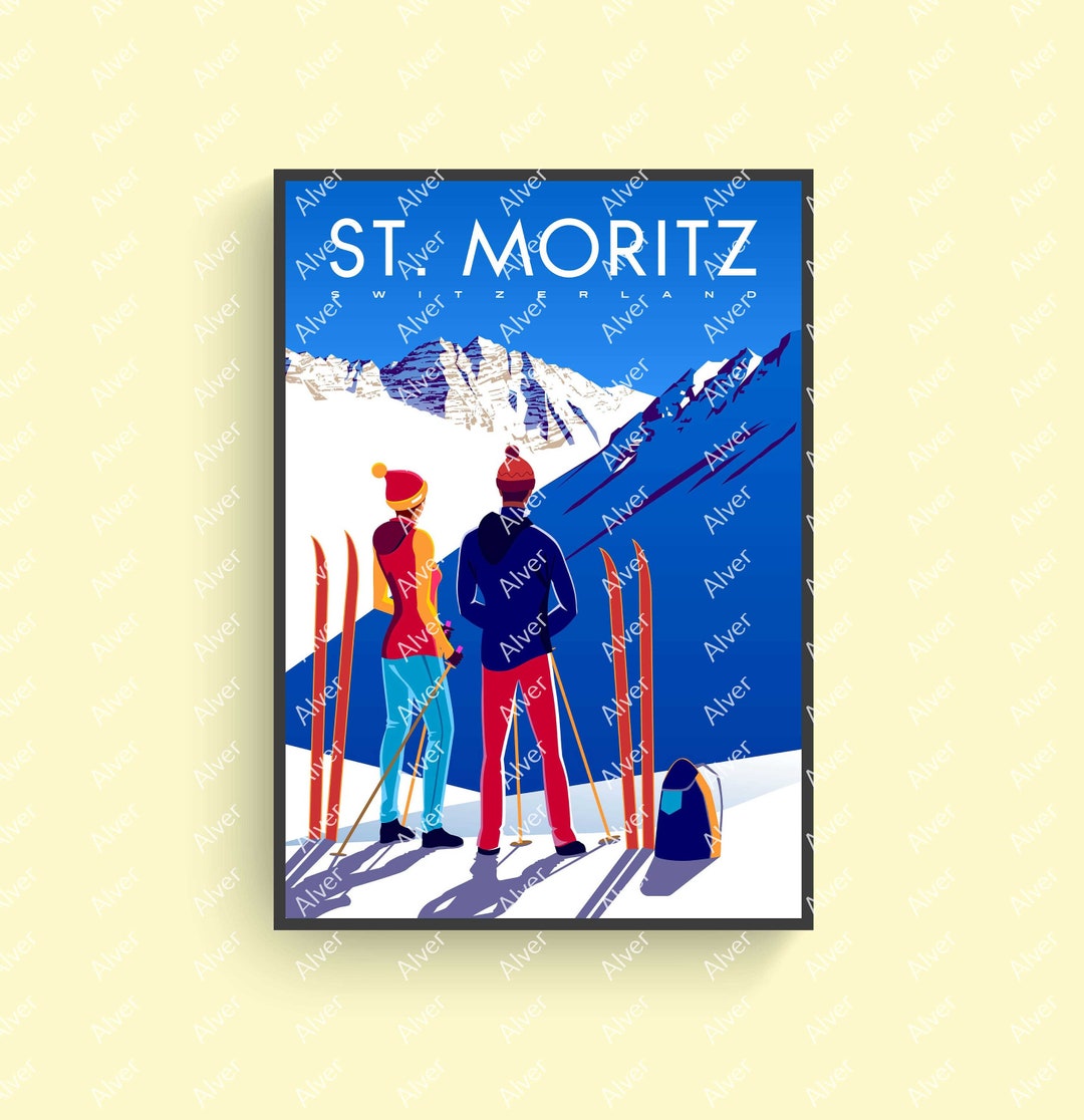 St. Moritz Poster, Switzerland Poster, Switzerland Travel Print, Swiss ...