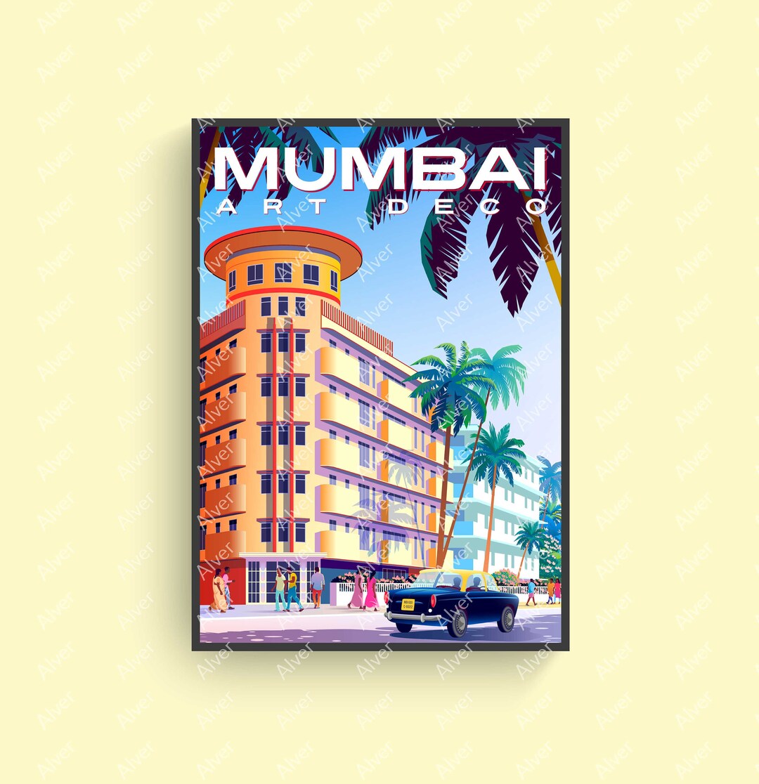 India Poster, Mumbai Poster, Bombay Print, Art Deco Maharashtra Poster ...