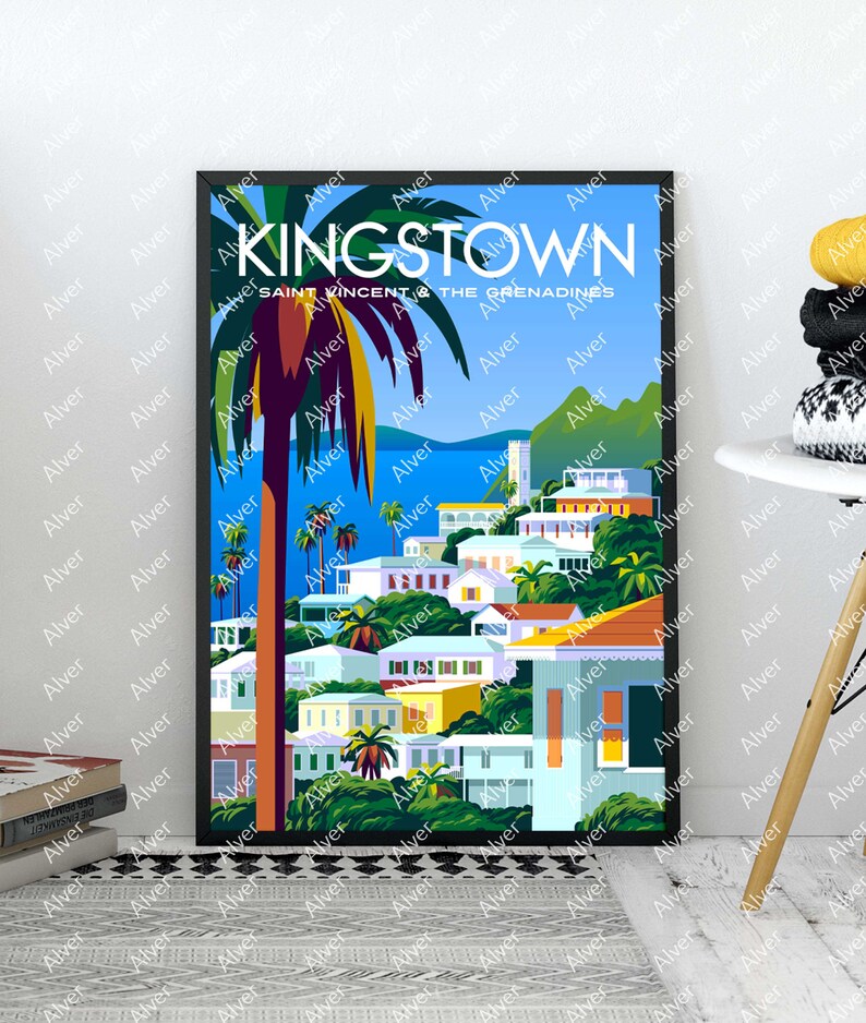 Caribbean Poster, Kingstown Poster, Caribbean Travel Print, Caribbean ...