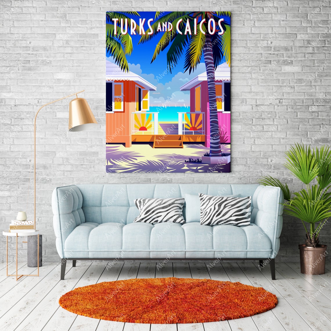 Turks and Caicos Poster Caribbean Print Tropical Travel - Etsy