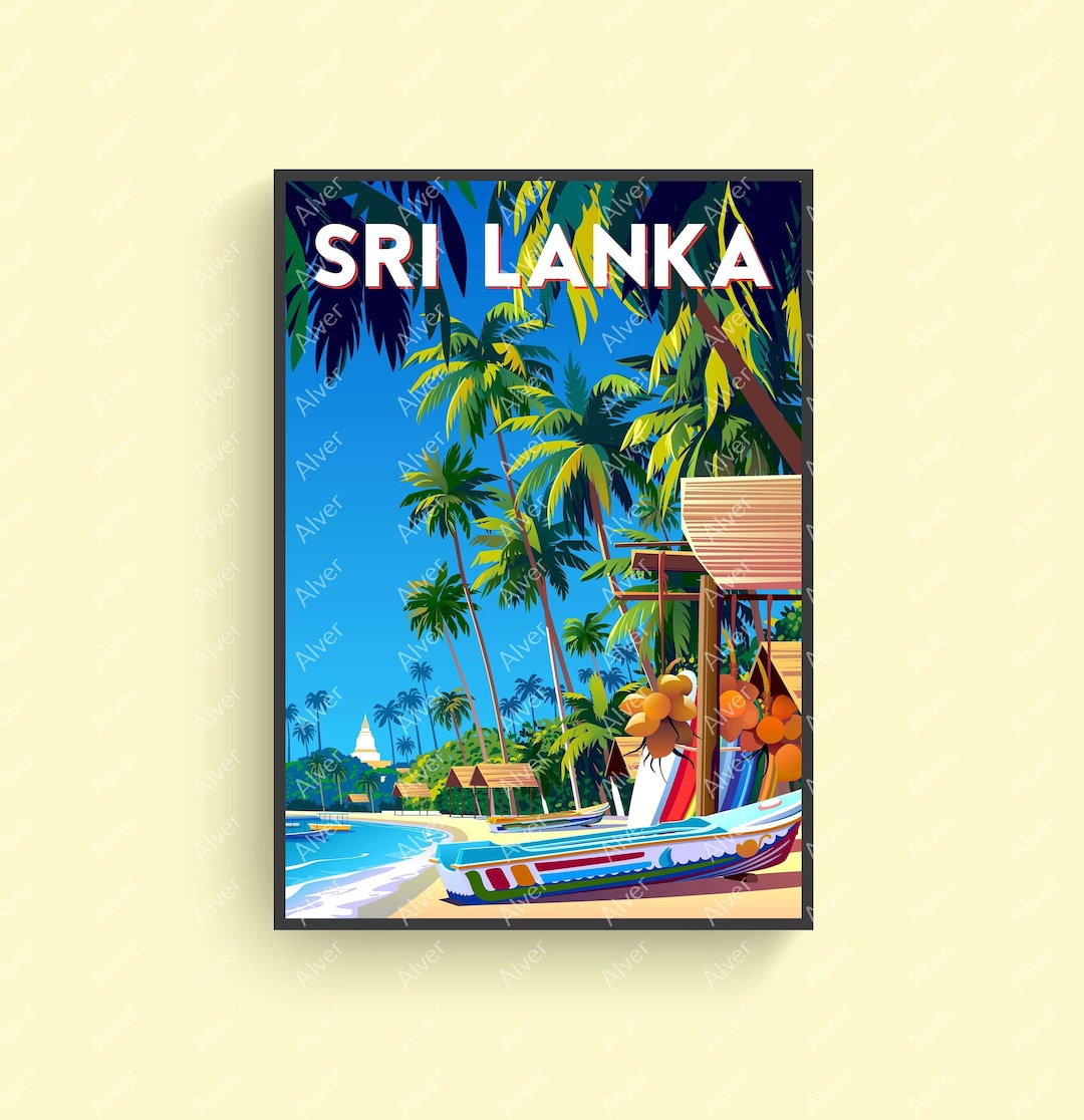 Sri Lanka Poster Sri Lanka Print Ceylon Poster Beach Print Africa Wall Art Digital Art