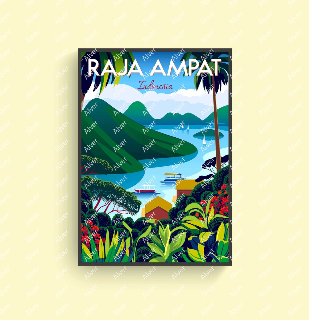 Raja Ampat Poster, Indonesia Poster, Tropical Travel Print, Indonesia ...