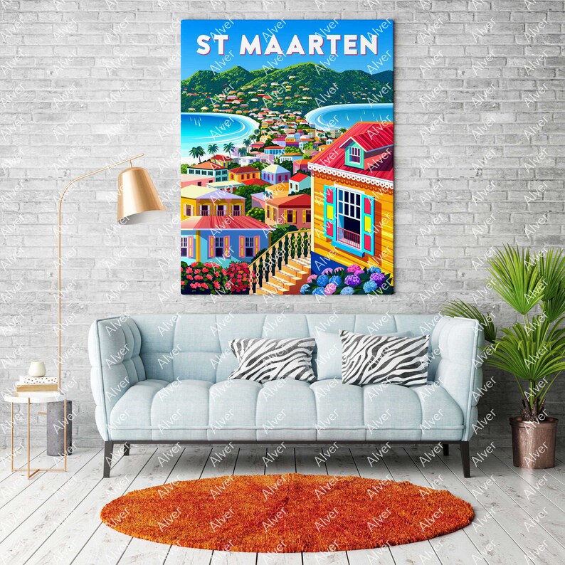 Caribbean Print, St Maarten Poster, Tropical Travel Print, Caribbean ...