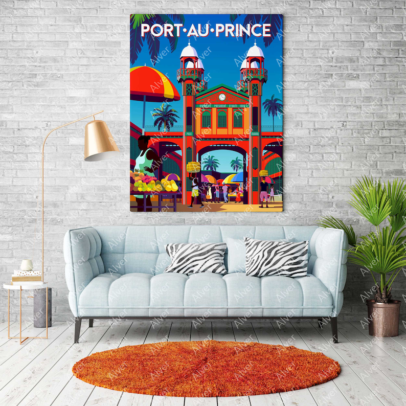 Port Au Prince Poster Haitian Art Print Caribbean Poster - Etsy