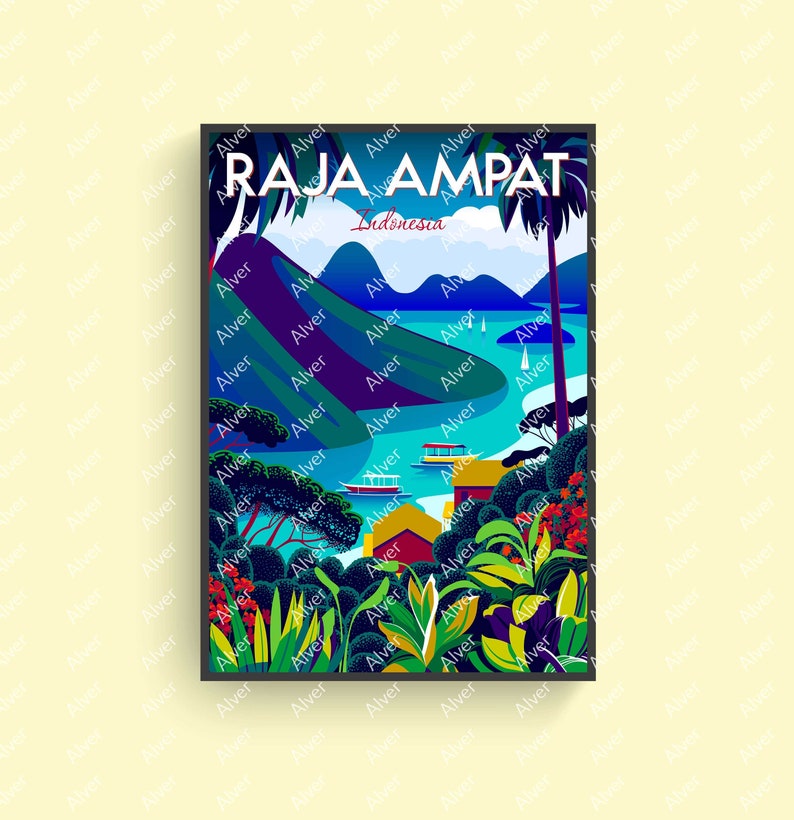 Raja Ampat Poster, Indonesia Poster, Tropical Travel Print, Indonesia ...