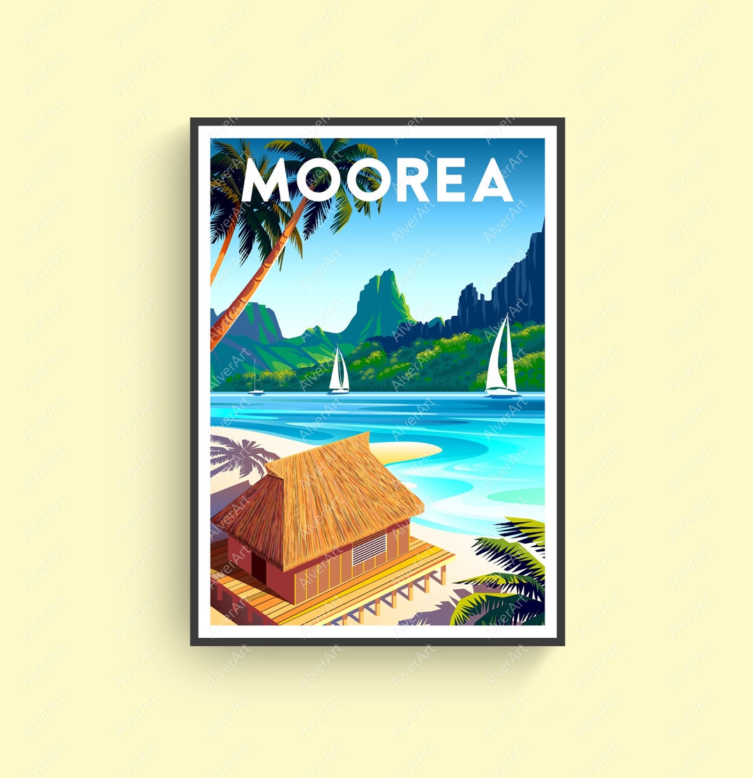 Moorea Poster, French Polynesia Poster, Tropical Travel Print, Moorea ...