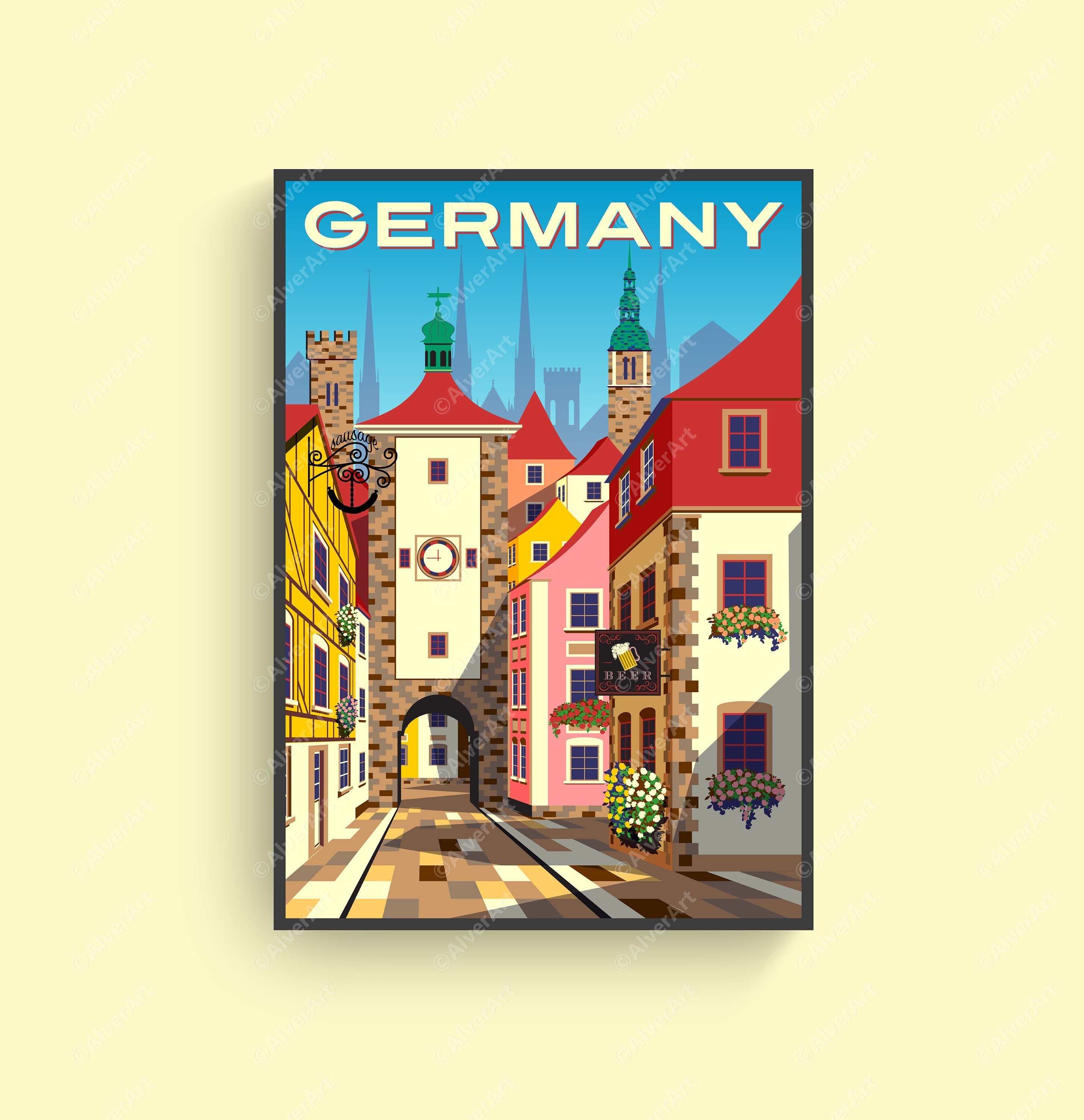 Germany Poster Germany Travel Print Germany Cityscape Wall - Etsy