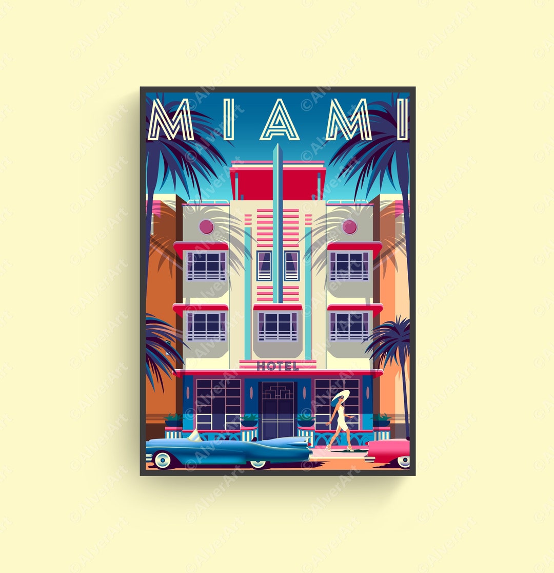 Miami Poster, Miami Print, Florida Poster, Art Deco Poster, Florida ...